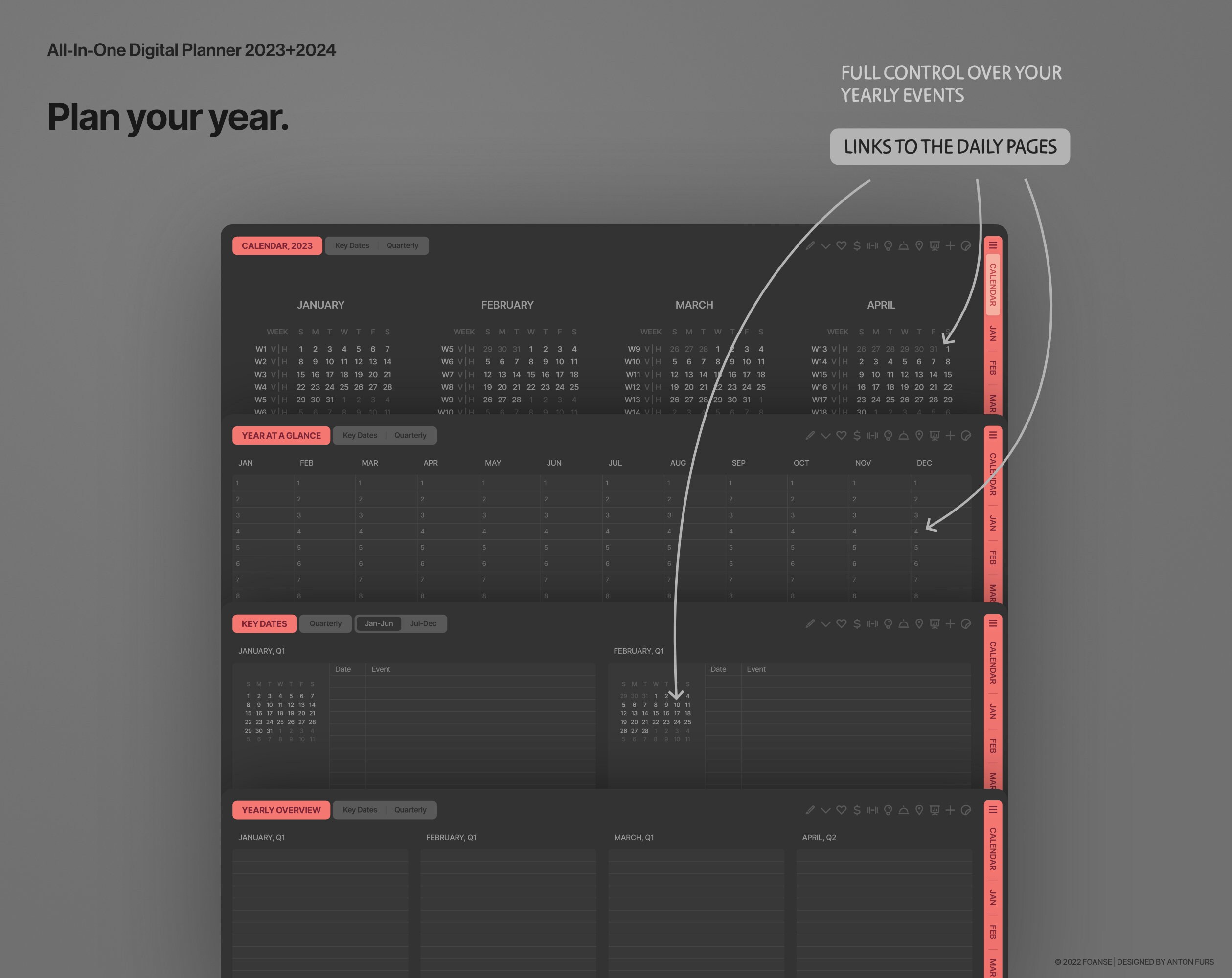 Dark Mode All-in-one Digital Planner 2023 2024 Goodnotes - Etsy