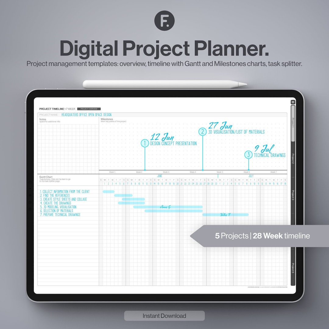 Project Planner,business Planner, Undated Planner, 28 Week Project ...