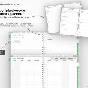 All-in-one Digital Planner 2023 2024 Neo Mint Green, Goodnotes and ...