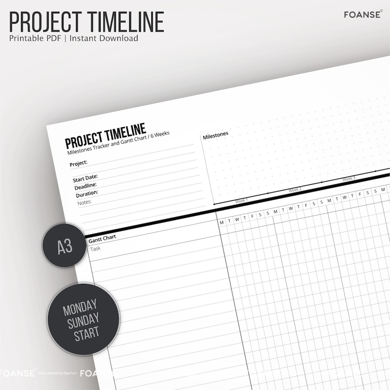 Project Planner A3, Project Timeline, Gantt Chart - Etsy