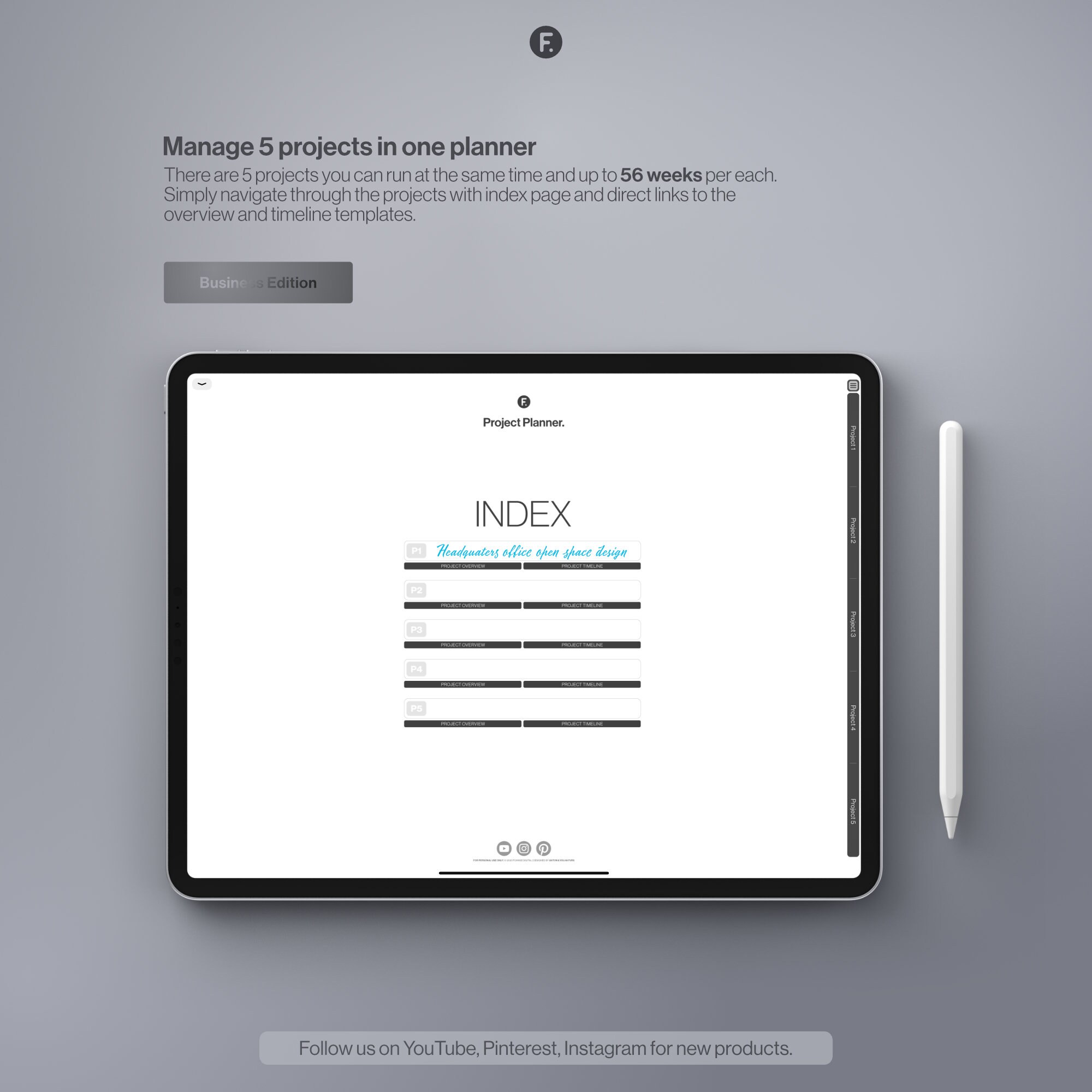Digital Project Planner Business Planner Undated Planner 56 - Etsy