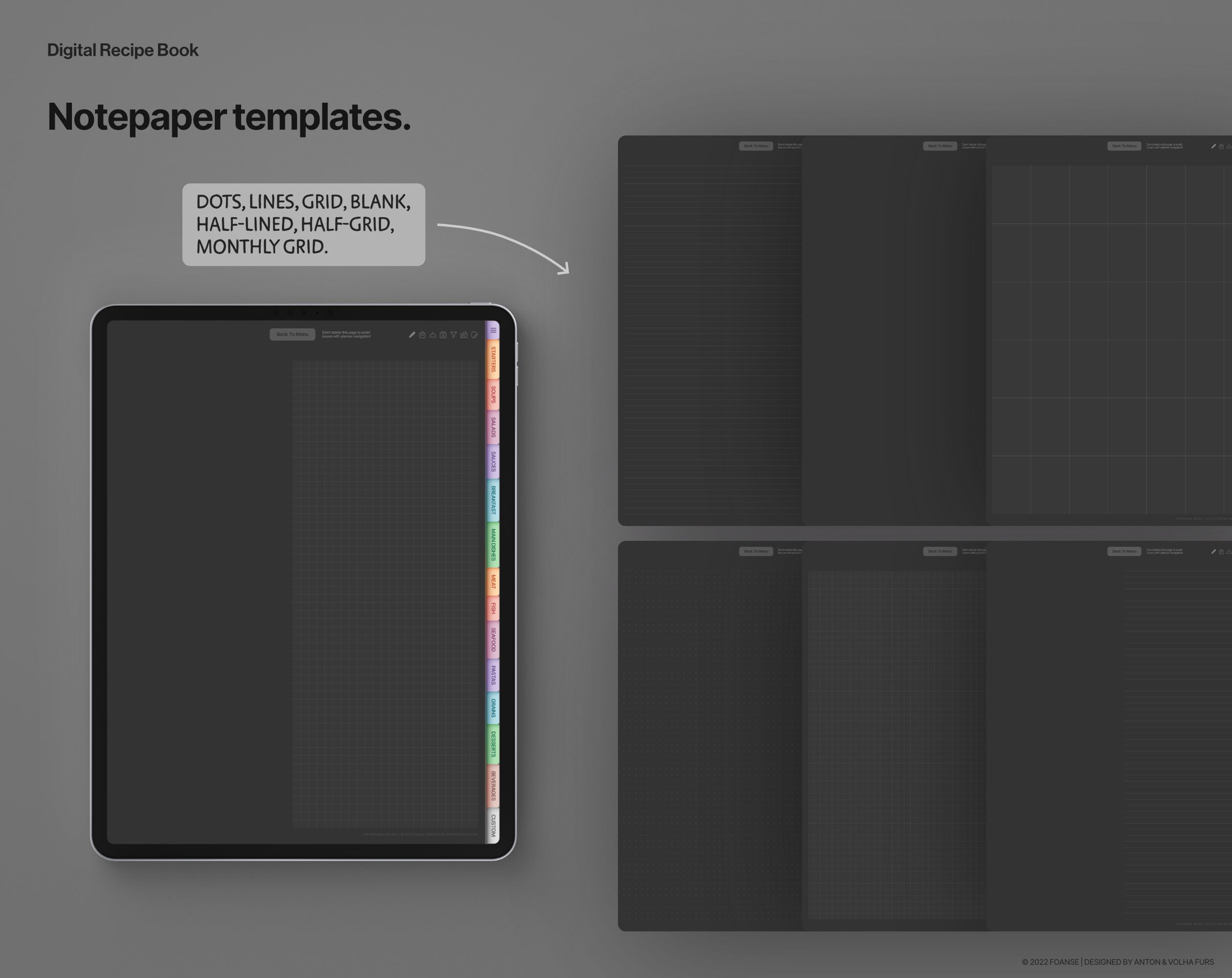 Digital Recipe Book Dark Mode, Food Journal, Goodnotes and Notability ...