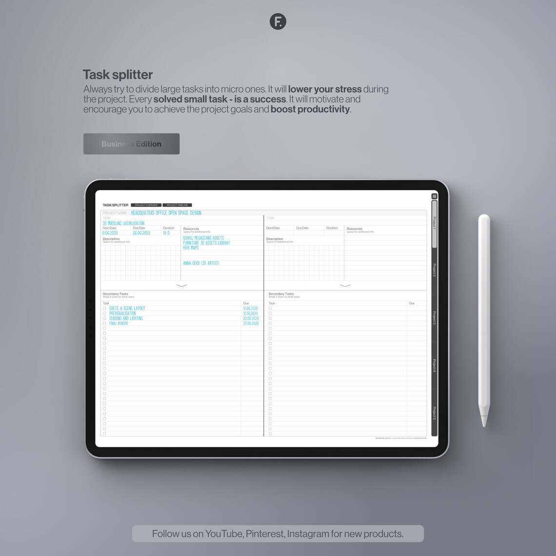 Digital Project Planner Business Planner Undated Planner 56 | Etsy