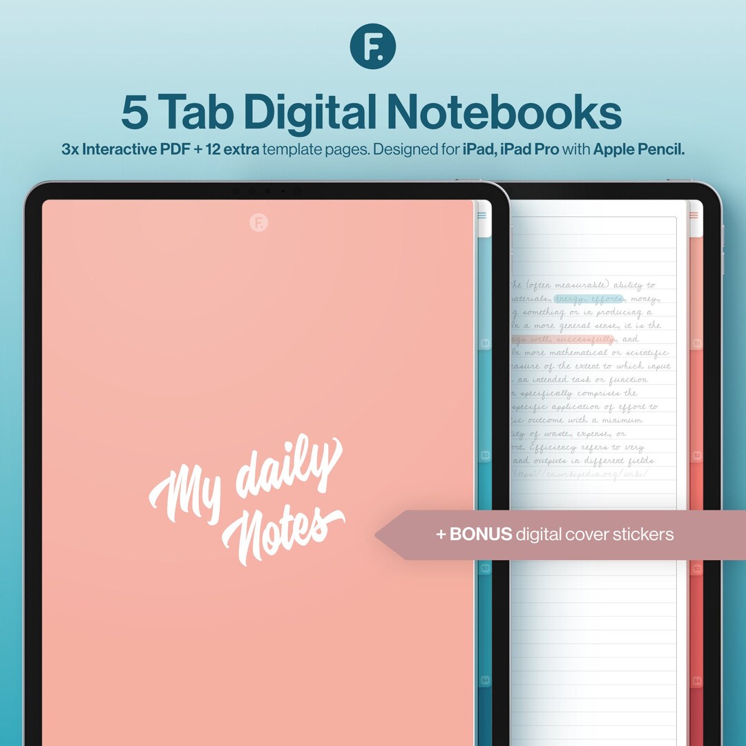 Digital Notebook, Goodnotes Planner for Ipad, Interactive Pdf - Etsy