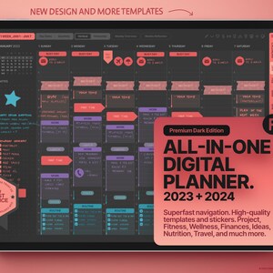 Dark Mode All-in-one Digital Planner 2023 2024, Goodnotes and ...