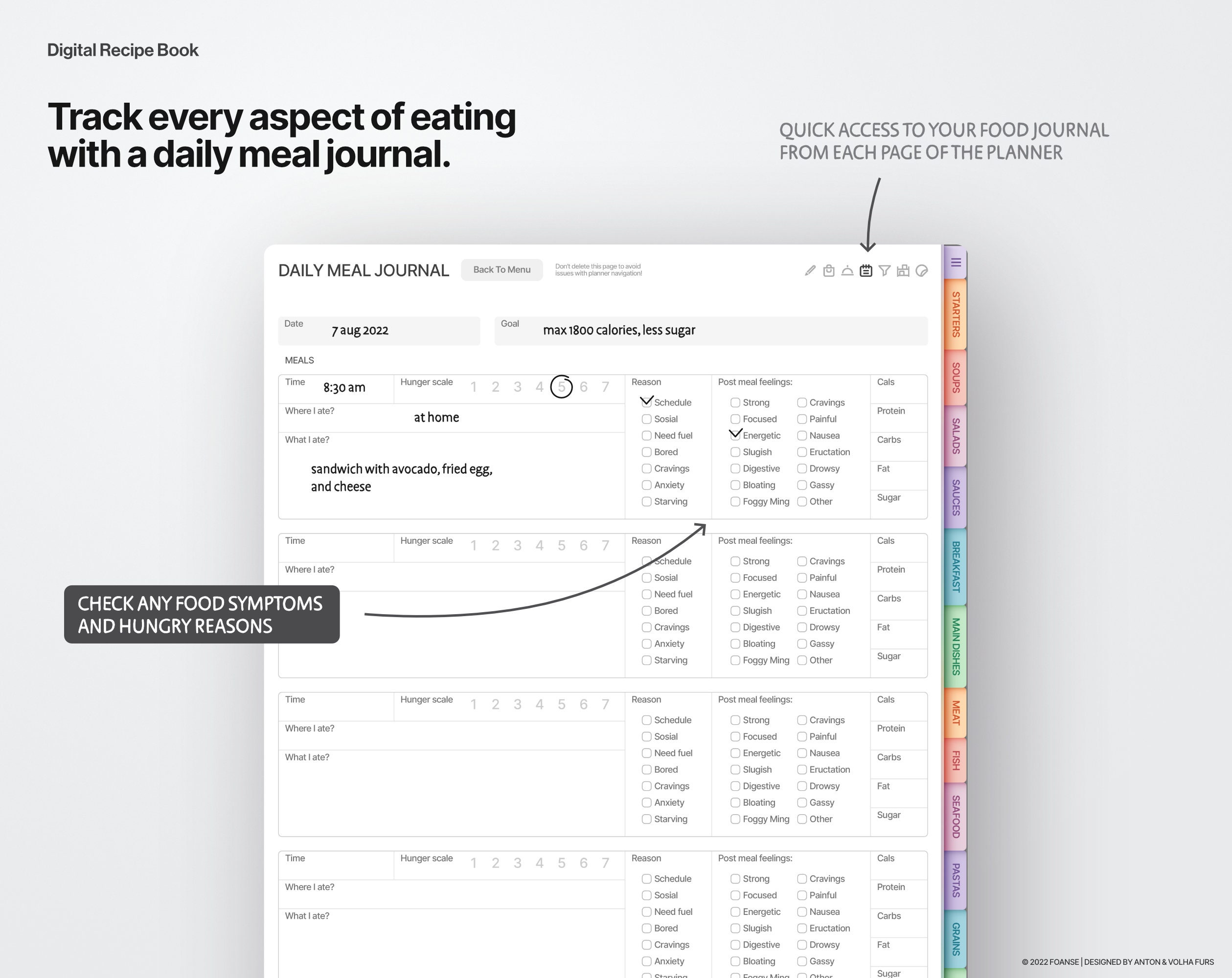 Digital Recipe Book Food Journal Goodnotes and Notability - Etsy