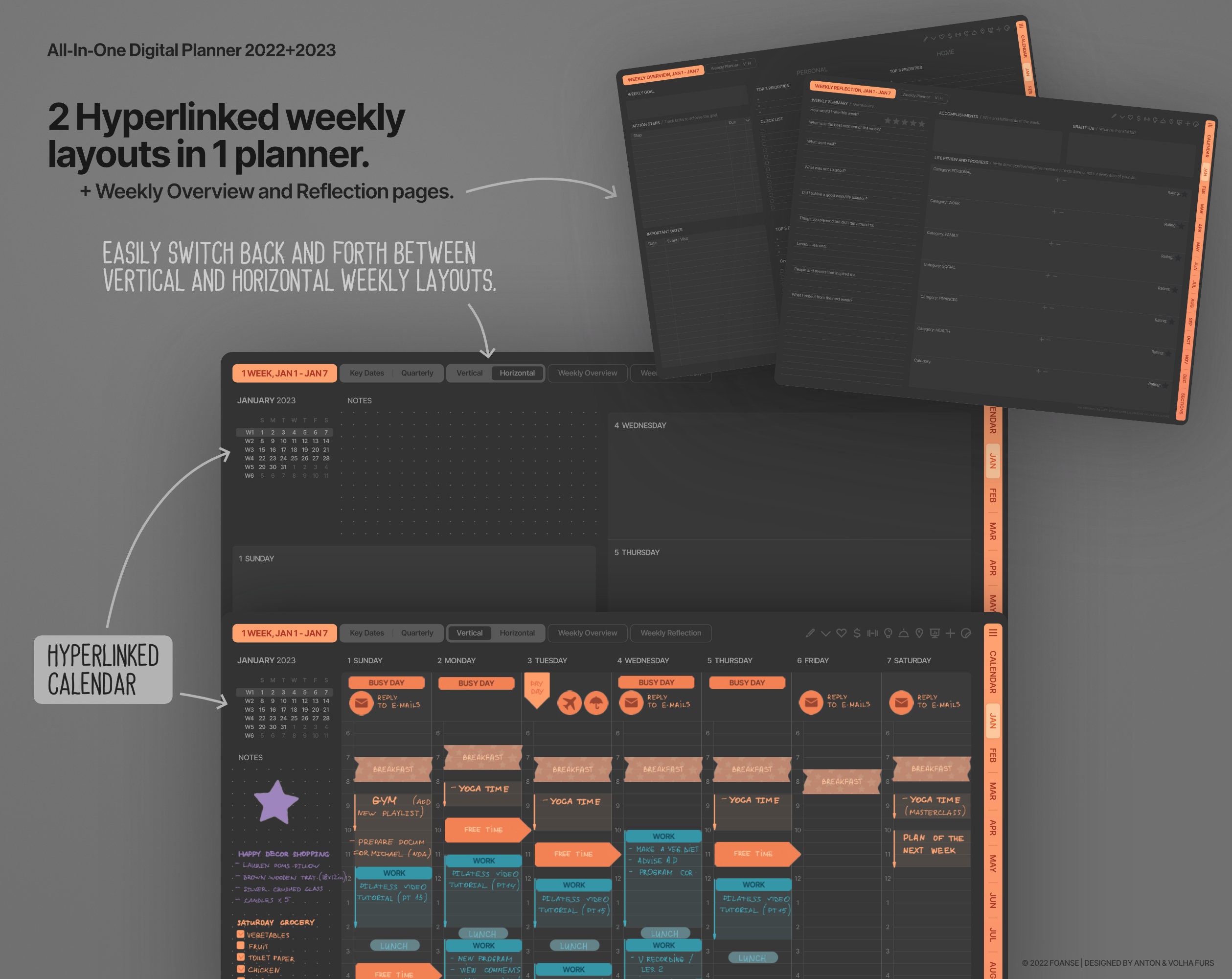 Chocolate Color 2022 Dark Mode Ultimate Digital Planner 2021 ...