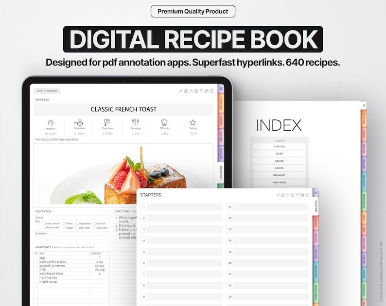 Digital Recipe Book Food Journal Goodnotes and Notability - Etsy