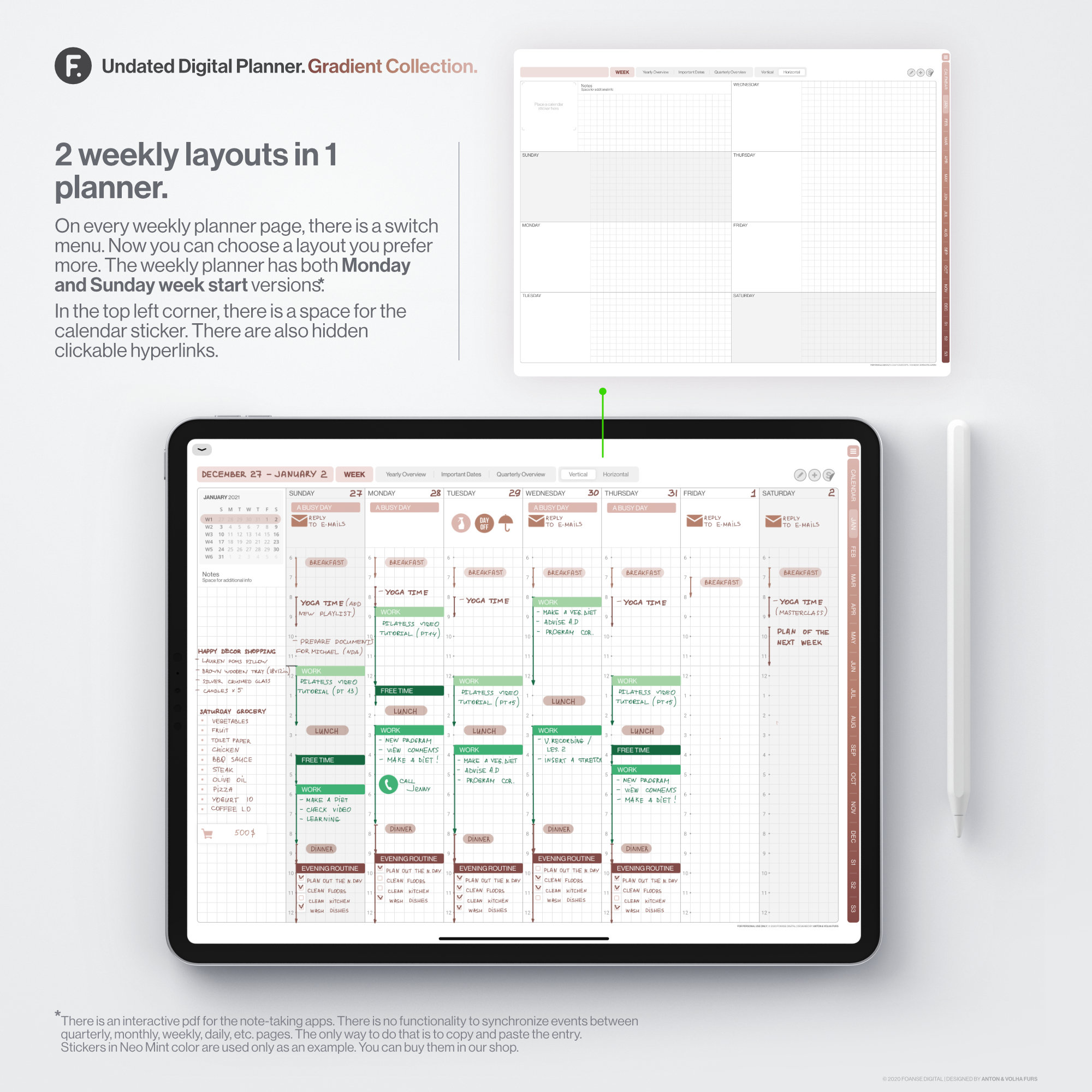 Undated Digital Planner GoodNotes and Notability Templates | Etsy