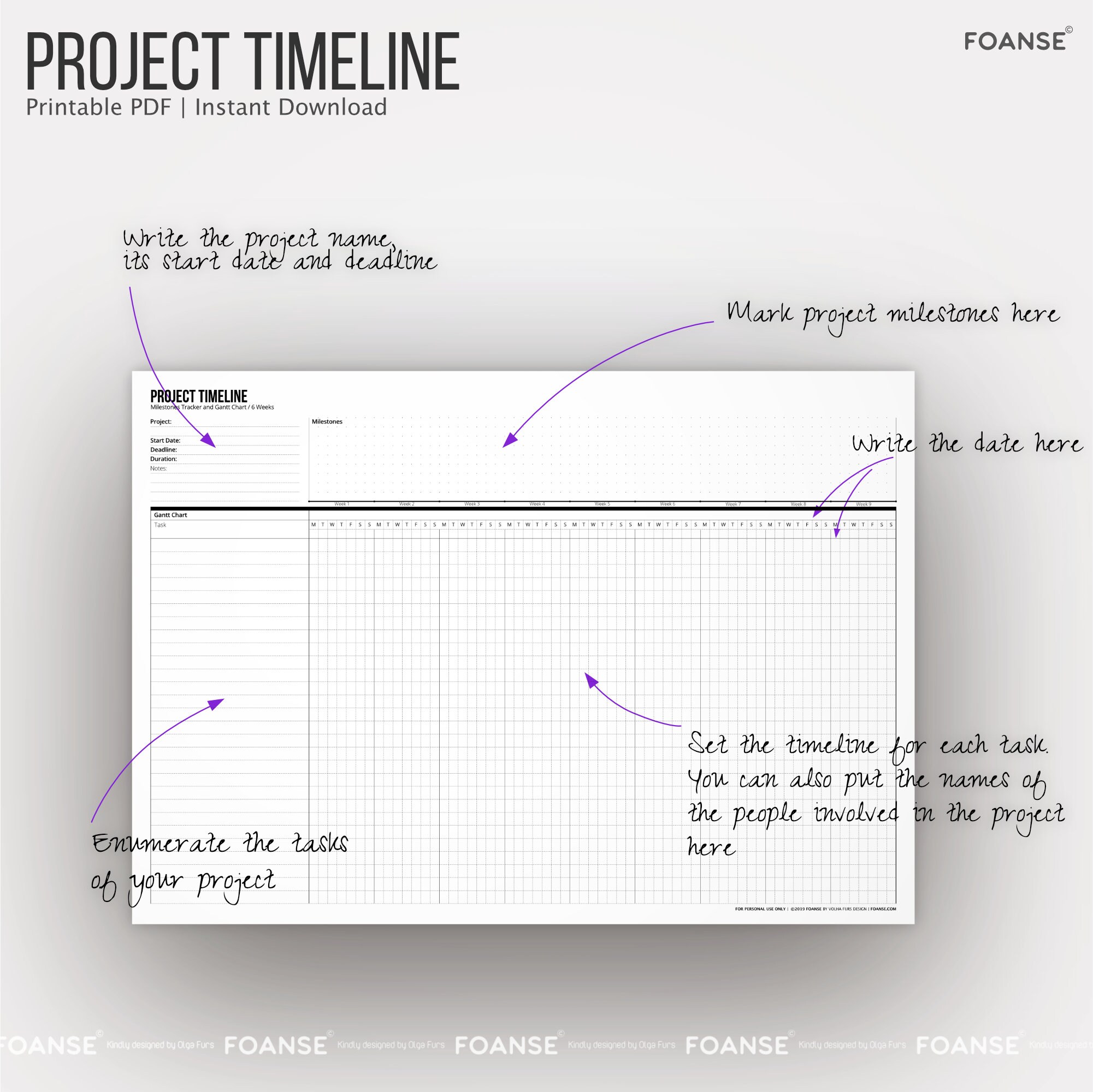 Project Planner A3, Project Timeline, Gantt Chart - Etsy