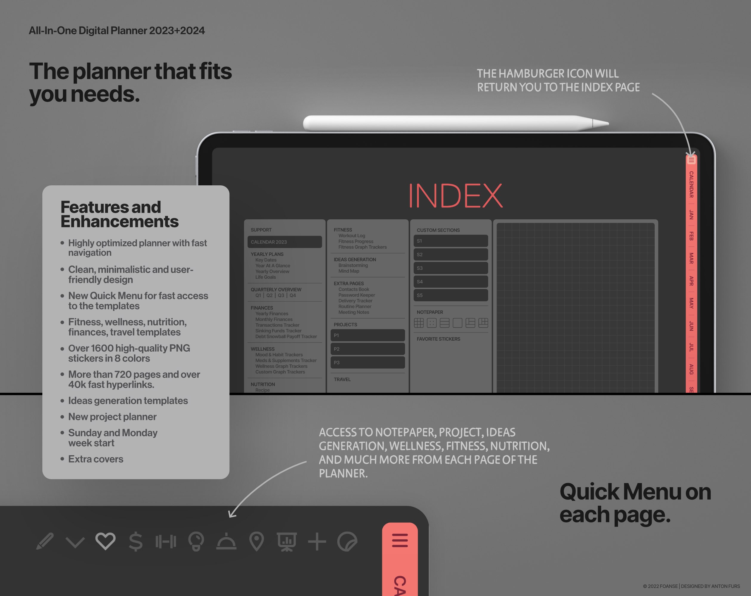 Dark Mode All-in-one Digital Planner 2023 2024 Goodnotes - Etsy
