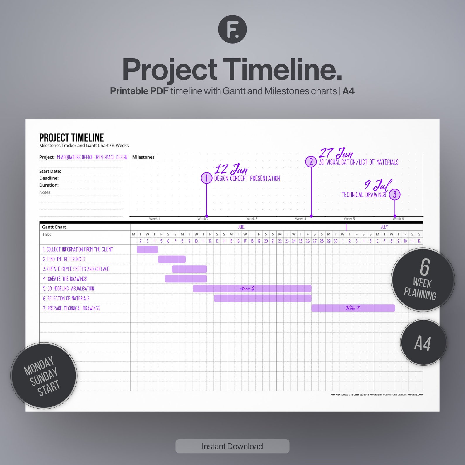 Project Planner Printable Work Planner Business Planner | Etsy