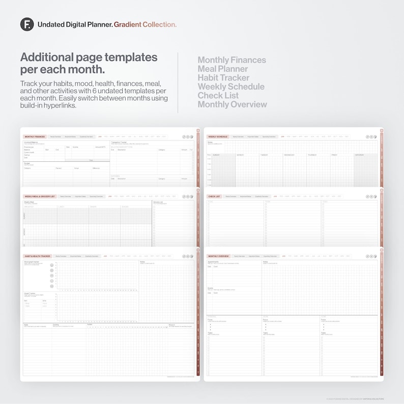 Undated Digital Planner Goodnotes and Notability Templates - Etsy