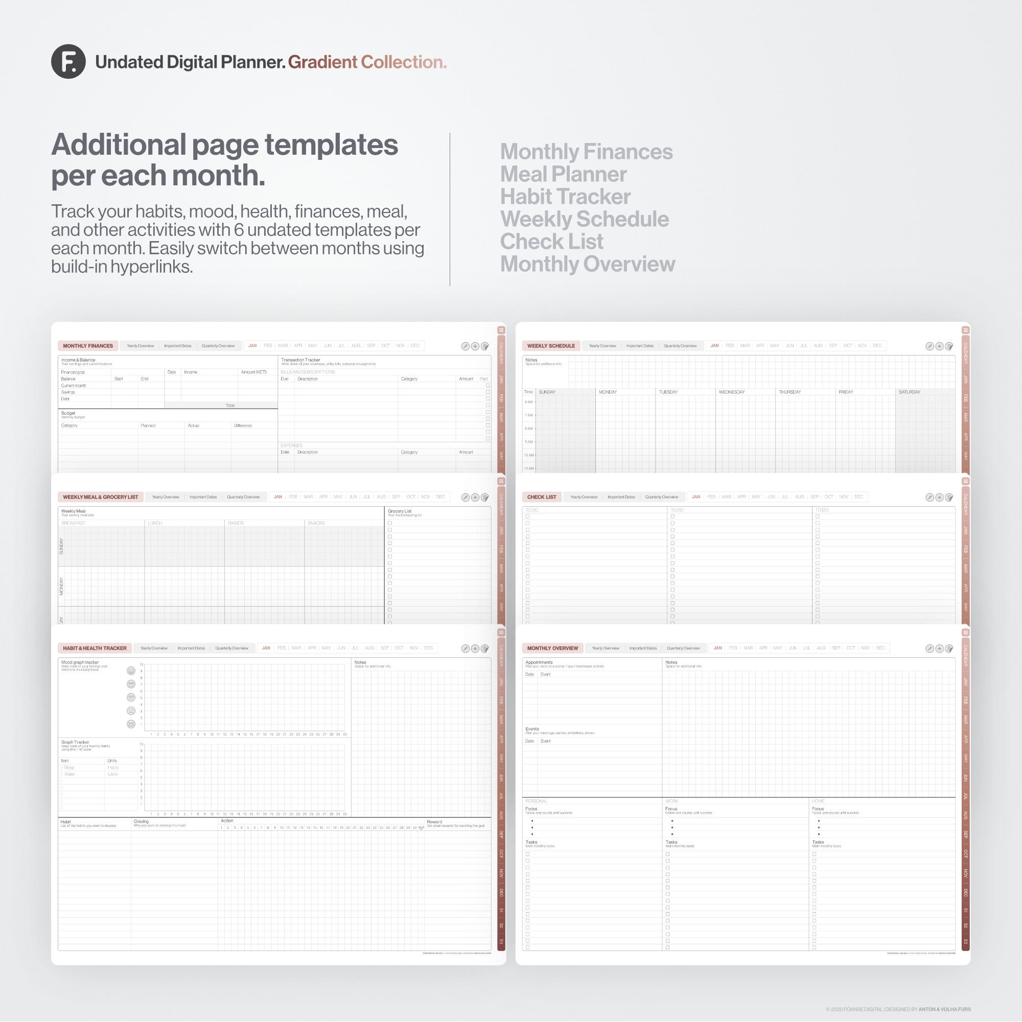 Undated Digital Planner, Goodnotes and Notability Templates ...