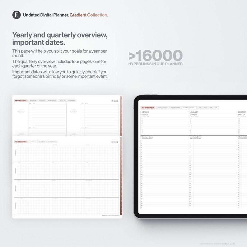 Undated Digital Planner Goodnotes and Notability Templates - Etsy
