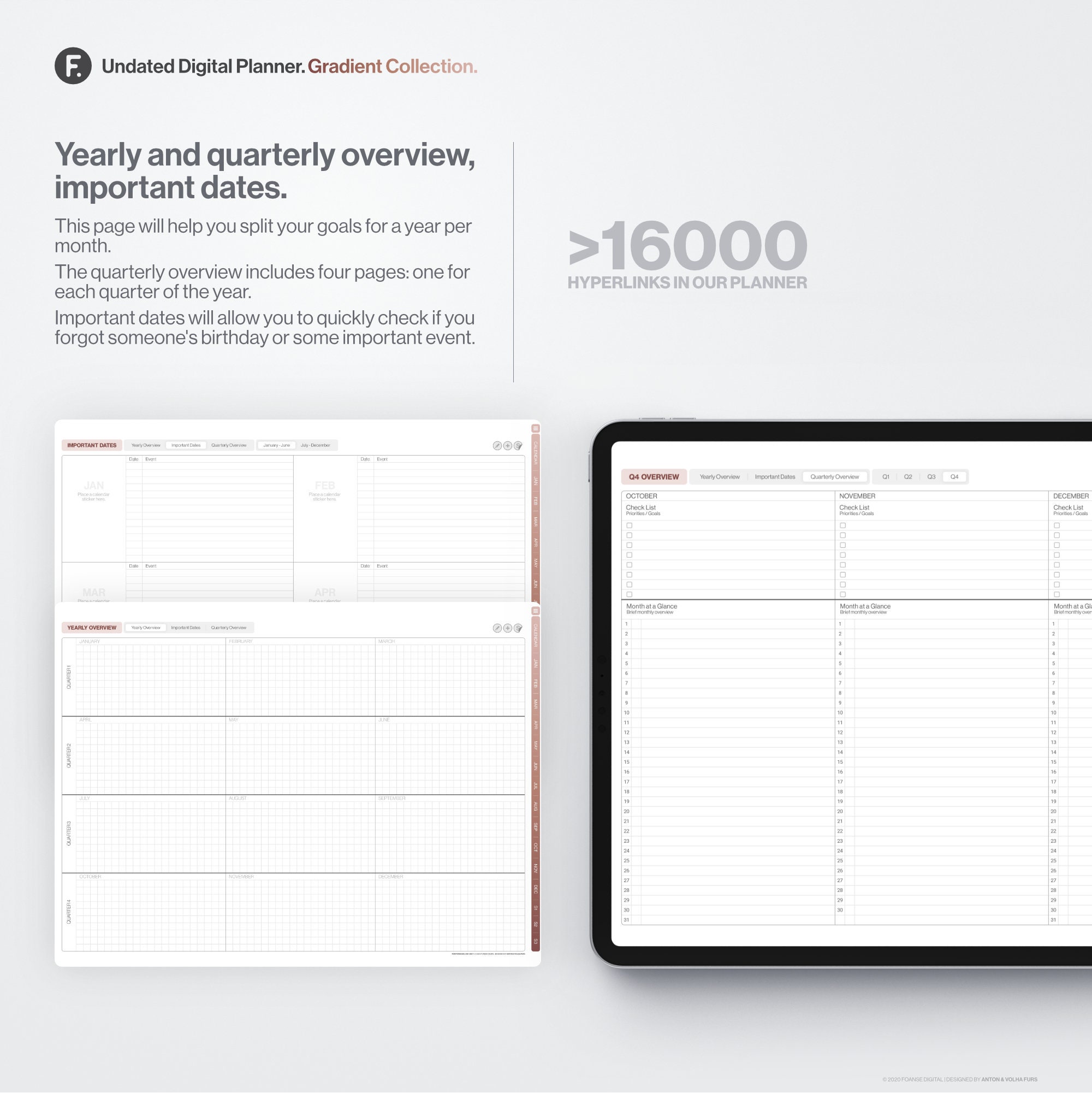 Undated Digital Planner GoodNotes and Notability Templates | Etsy