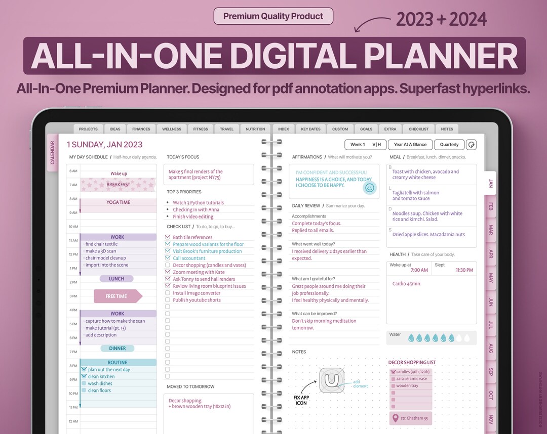 All-in-one Digital Planner 2023 2024 Cassis, Goodnotes and Notability ...