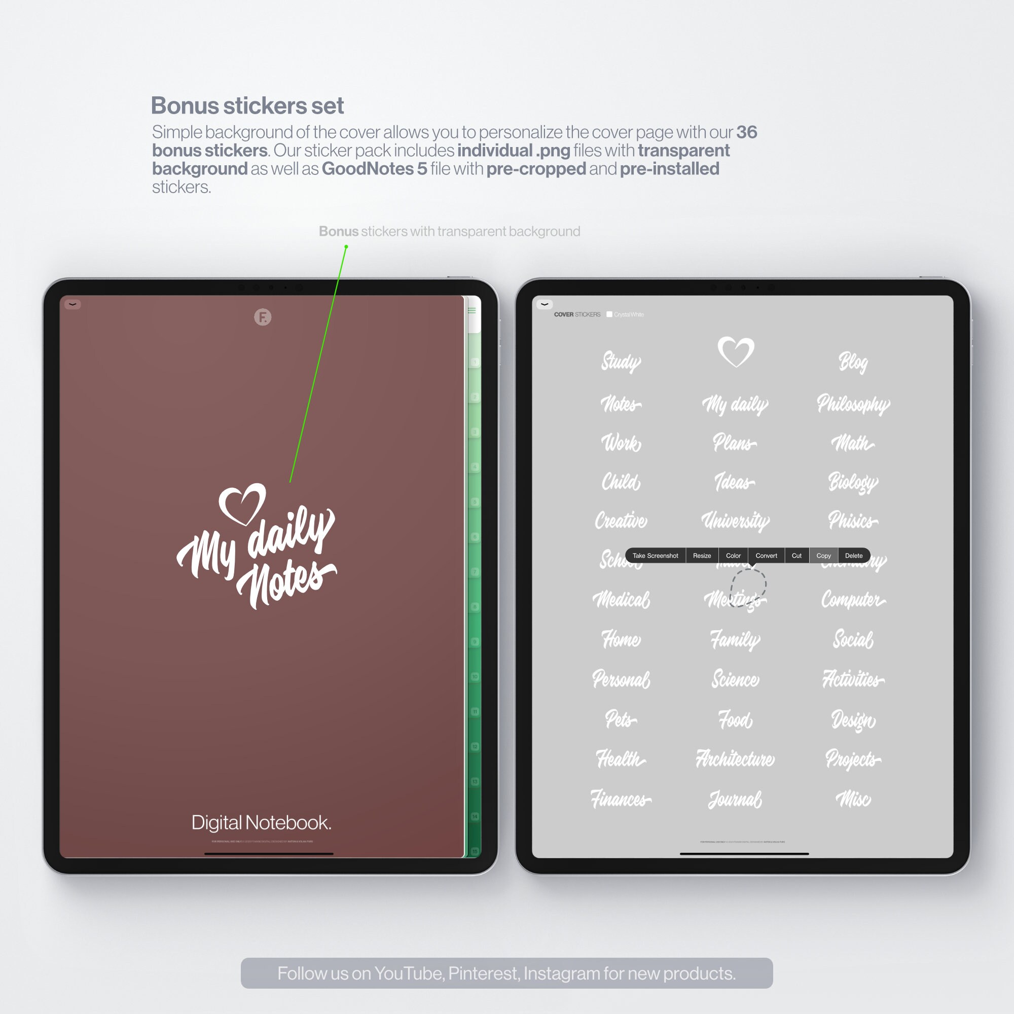 Digital Notebook Hyperlinked Goodnotes Planner 15 Sections | Etsy