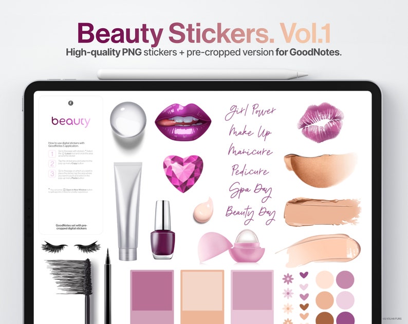 Beauty Digital Stickers Planner Stickers Pre-cropped for - Etsy