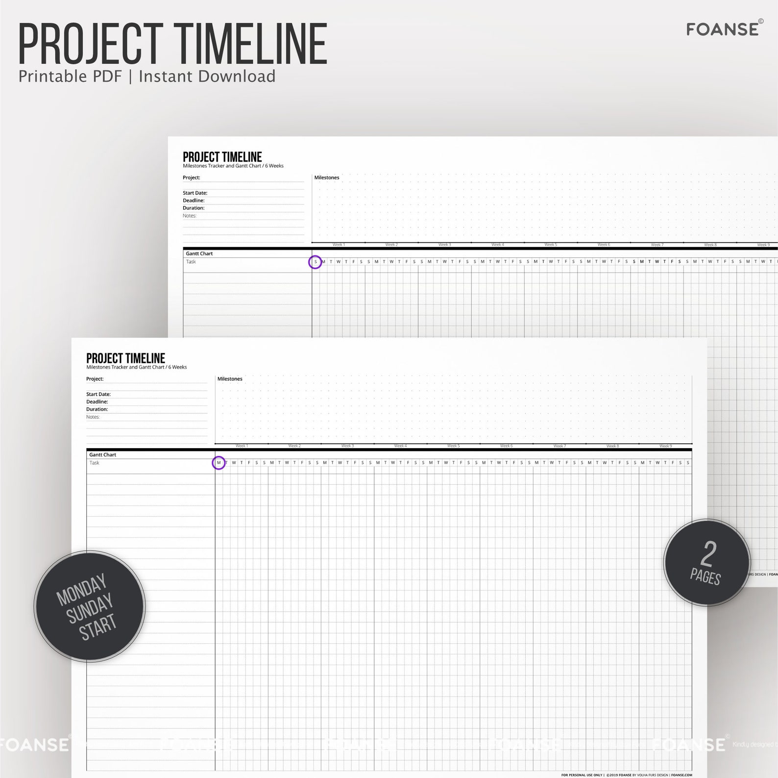 Project Planner A3 Project Timeline Gantt Chart | Etsy