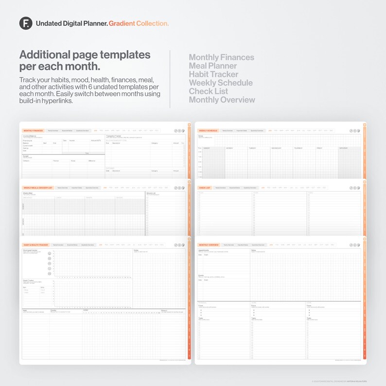 Undated Digital Planner Goodnotes and Notability Templates | Etsy