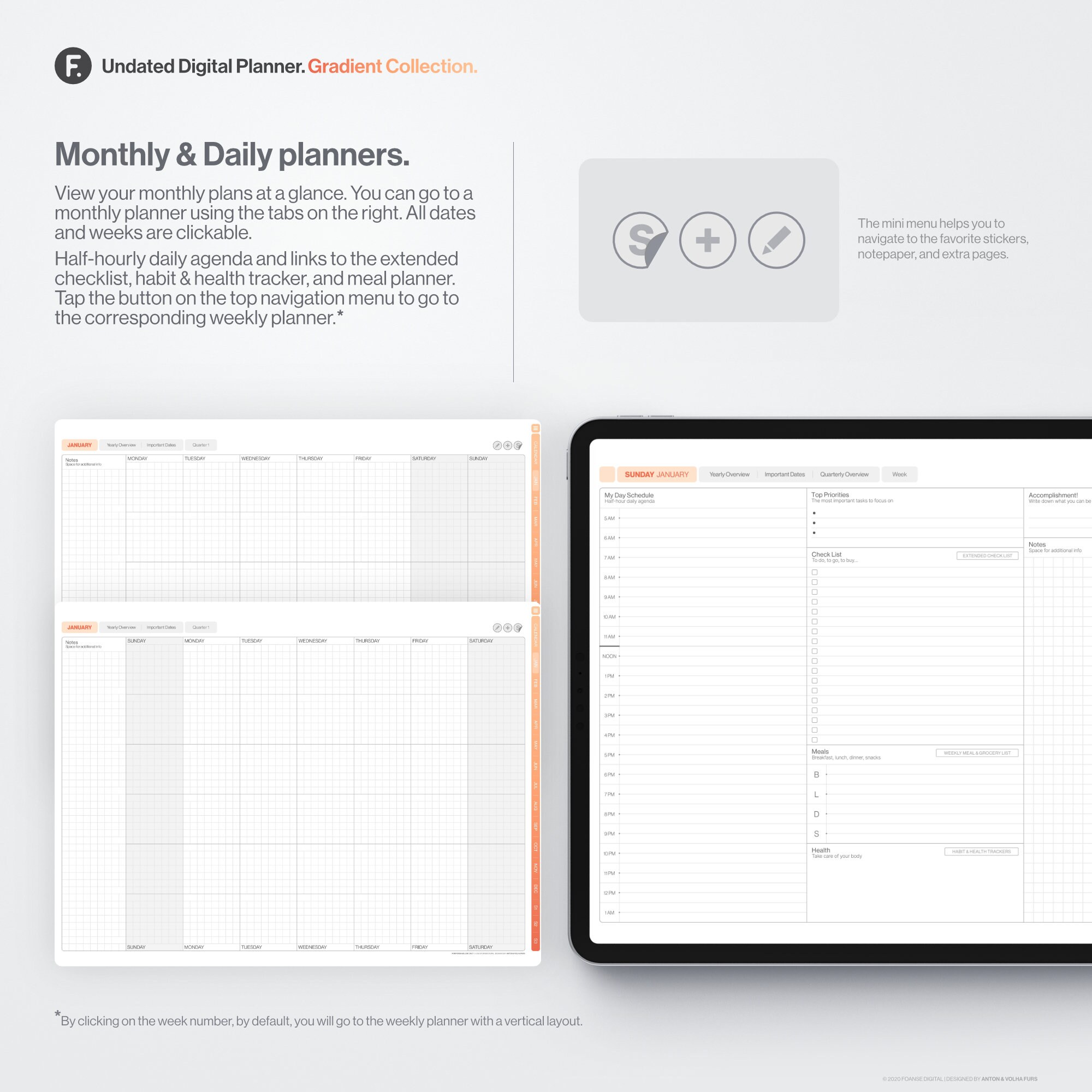 Undated Digital Planner Goodnotes and Notability Templates | Etsy