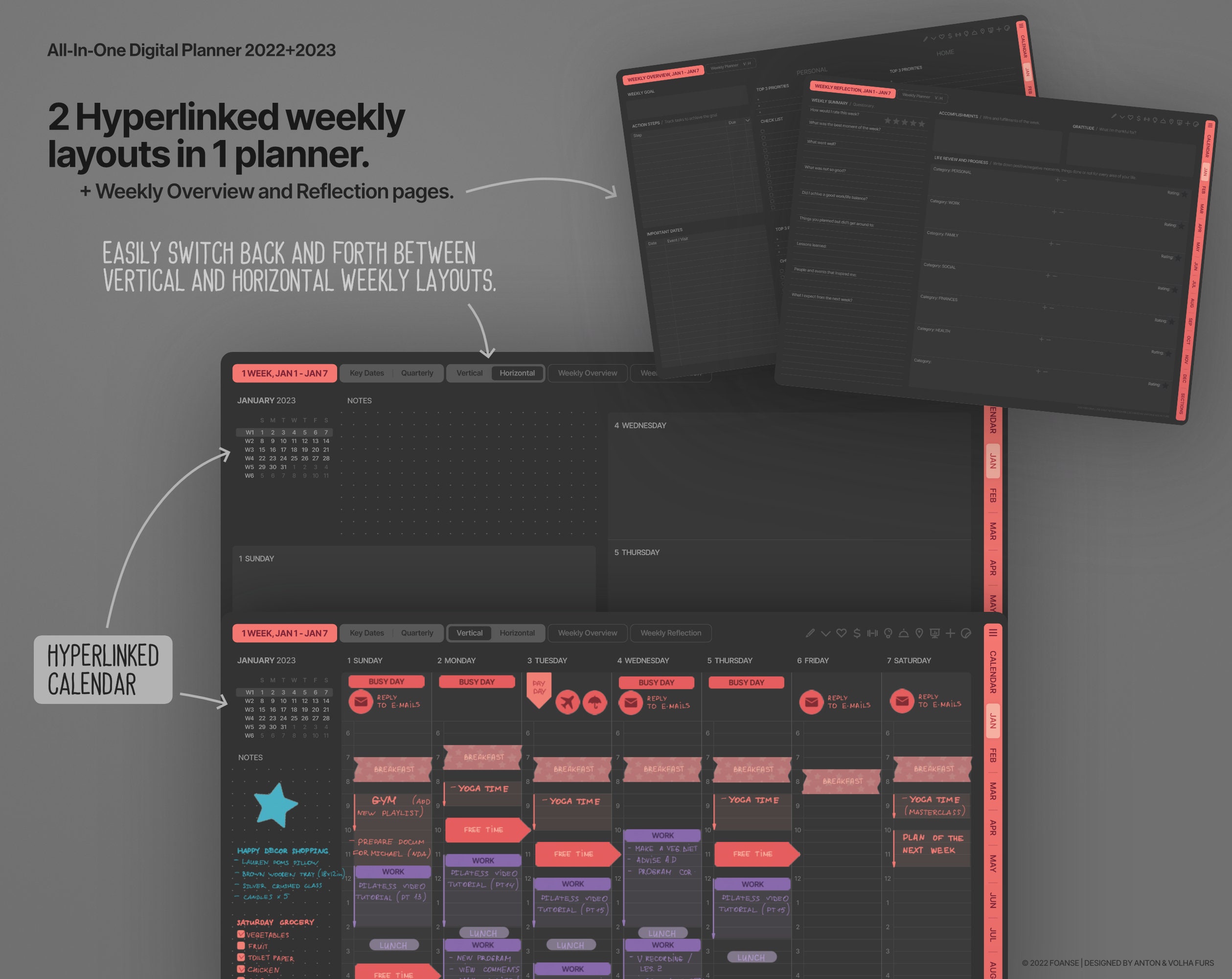 Dark Mode All-in-one Digital Planner 2022 2023 Goodnotes | Etsy