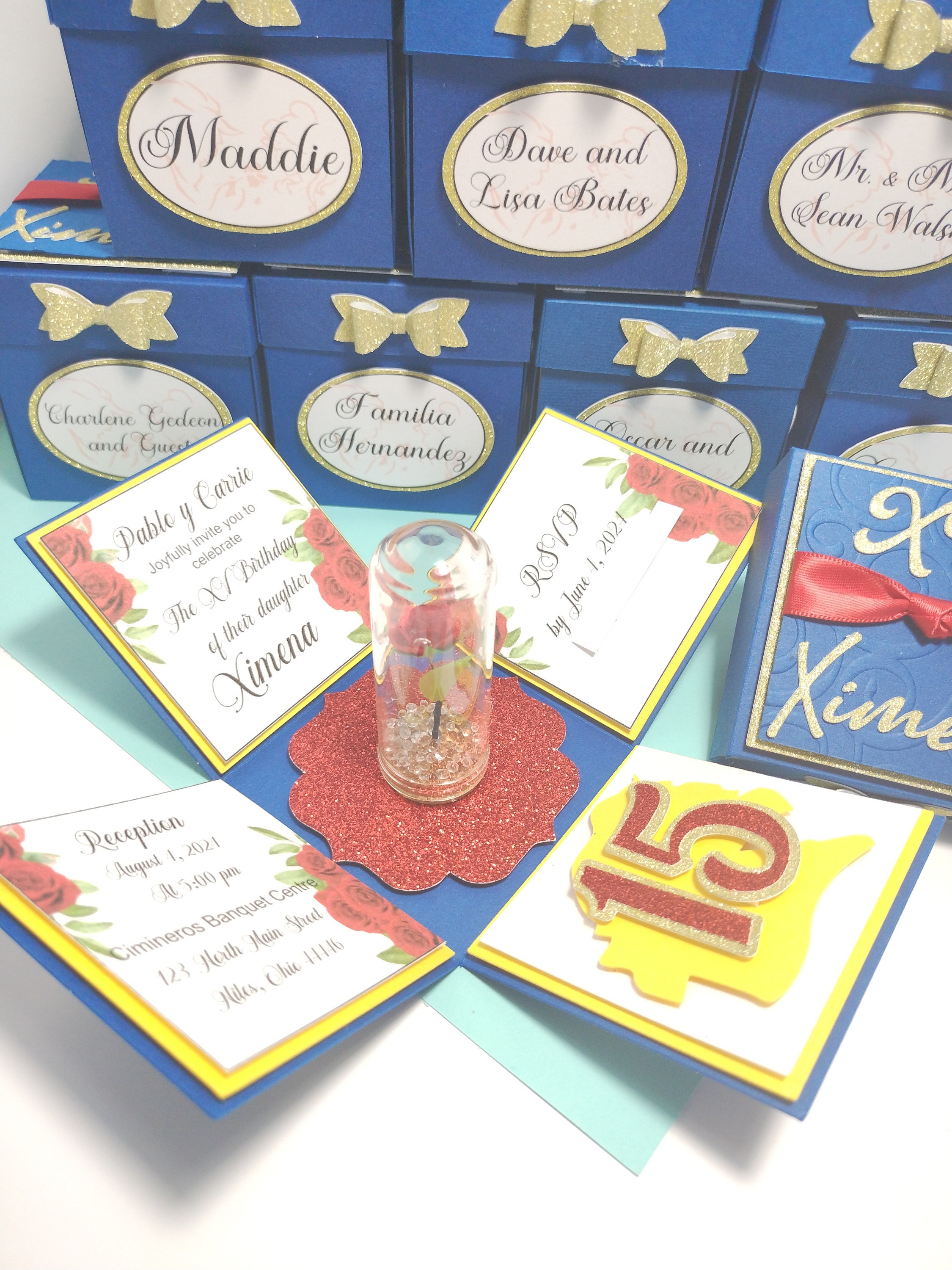 Quinceanera, Sweet Sixteen,explosion Box Invitation,beauty and the ...