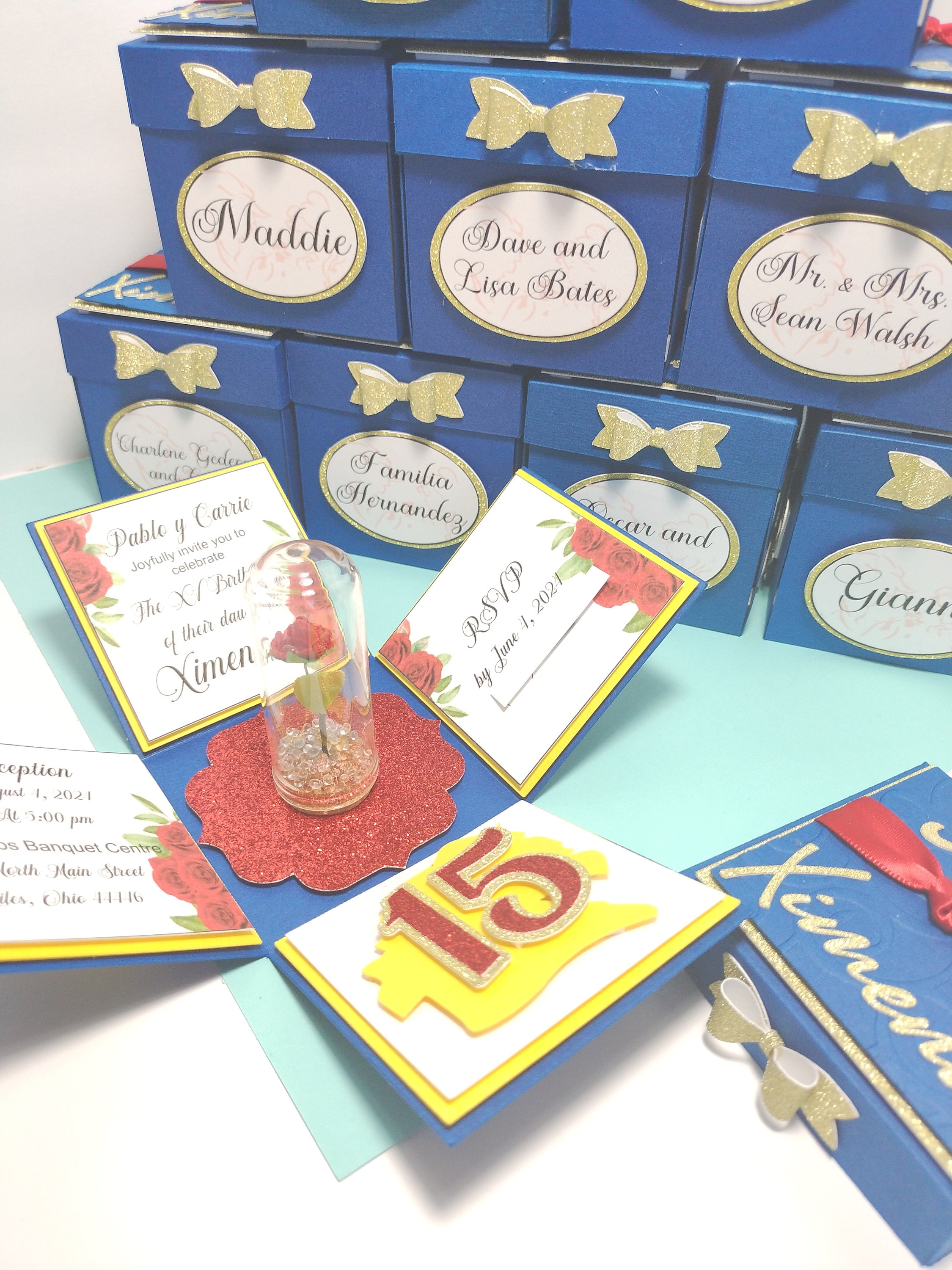 Quinceanera, Sweet Sixteen,explosion Box Invitation,beauty and the ...