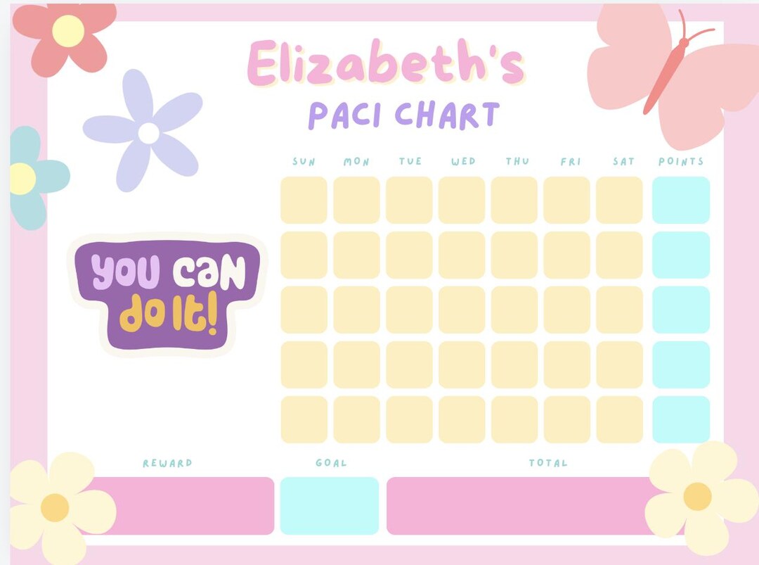 Pacifier Habit Breaking Chart Paci Reward Chart - Instant Download ...