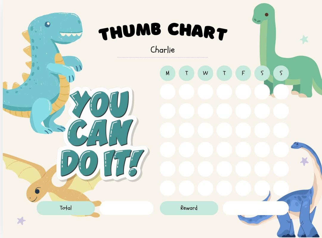 Thumb Sucking Habit Breaking Chart Thumb Habit Reward Chart - Instant ...