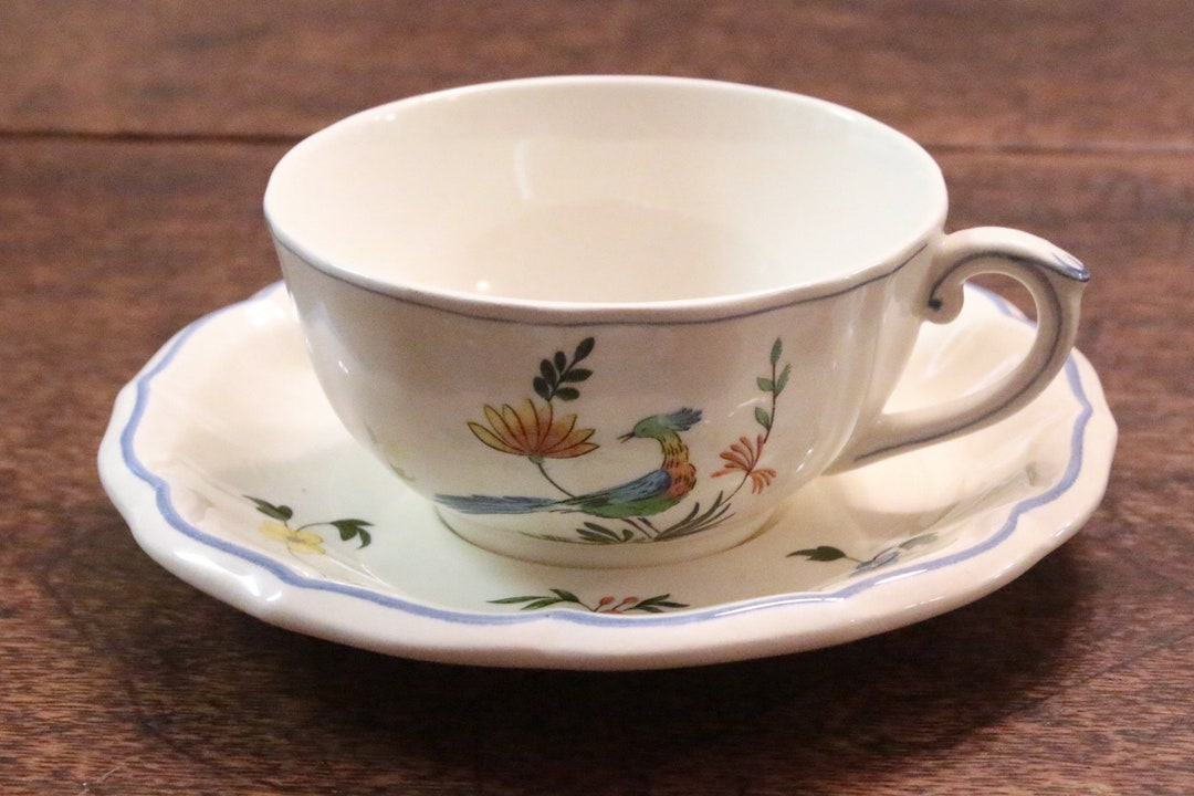 Gien Oiseaux De Paradis Breakfast Tea Cup & Saucer France - Etsy