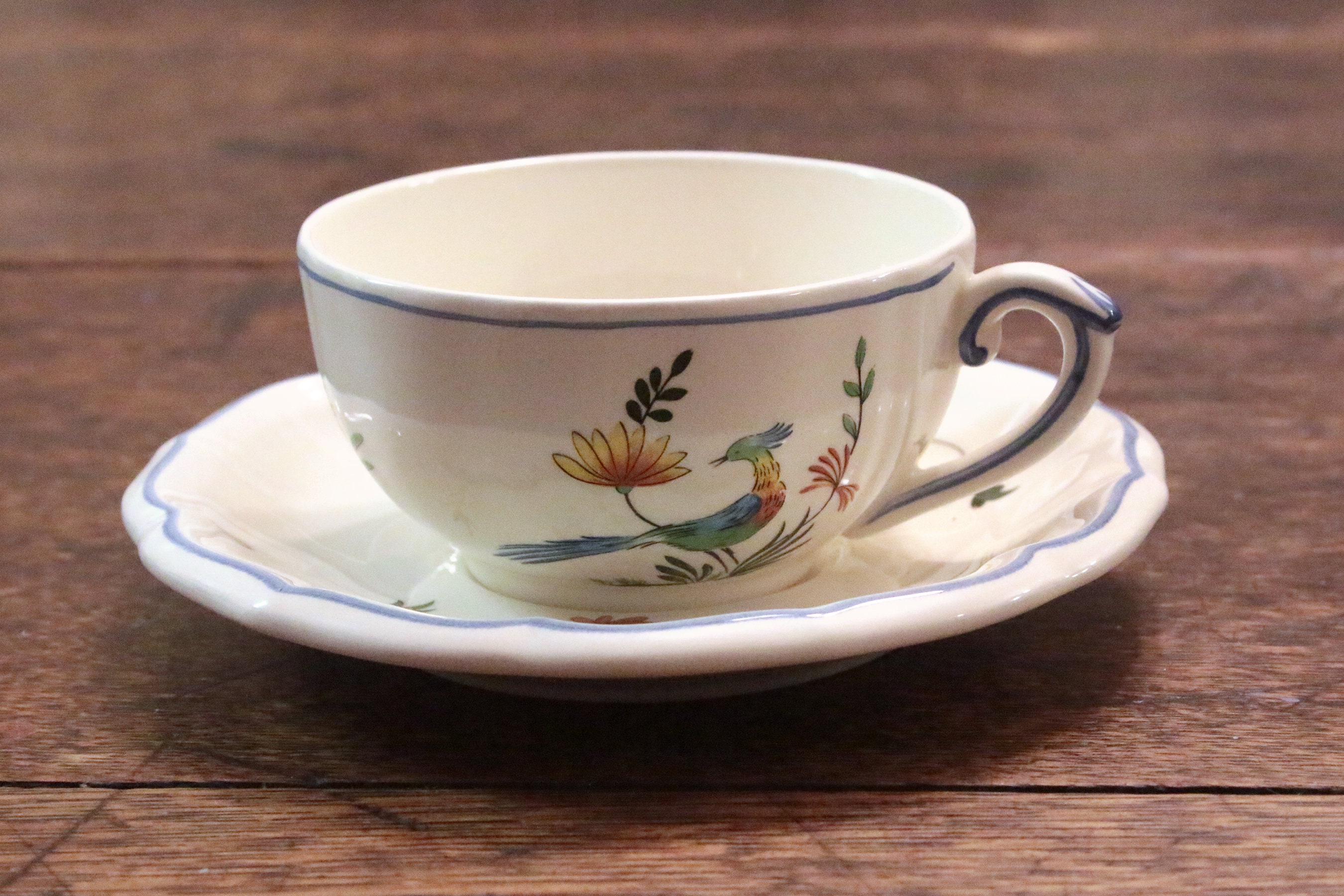 Gien Oiseaux De Paradis Breakfast Tea Cup & Saucer France - Etsy