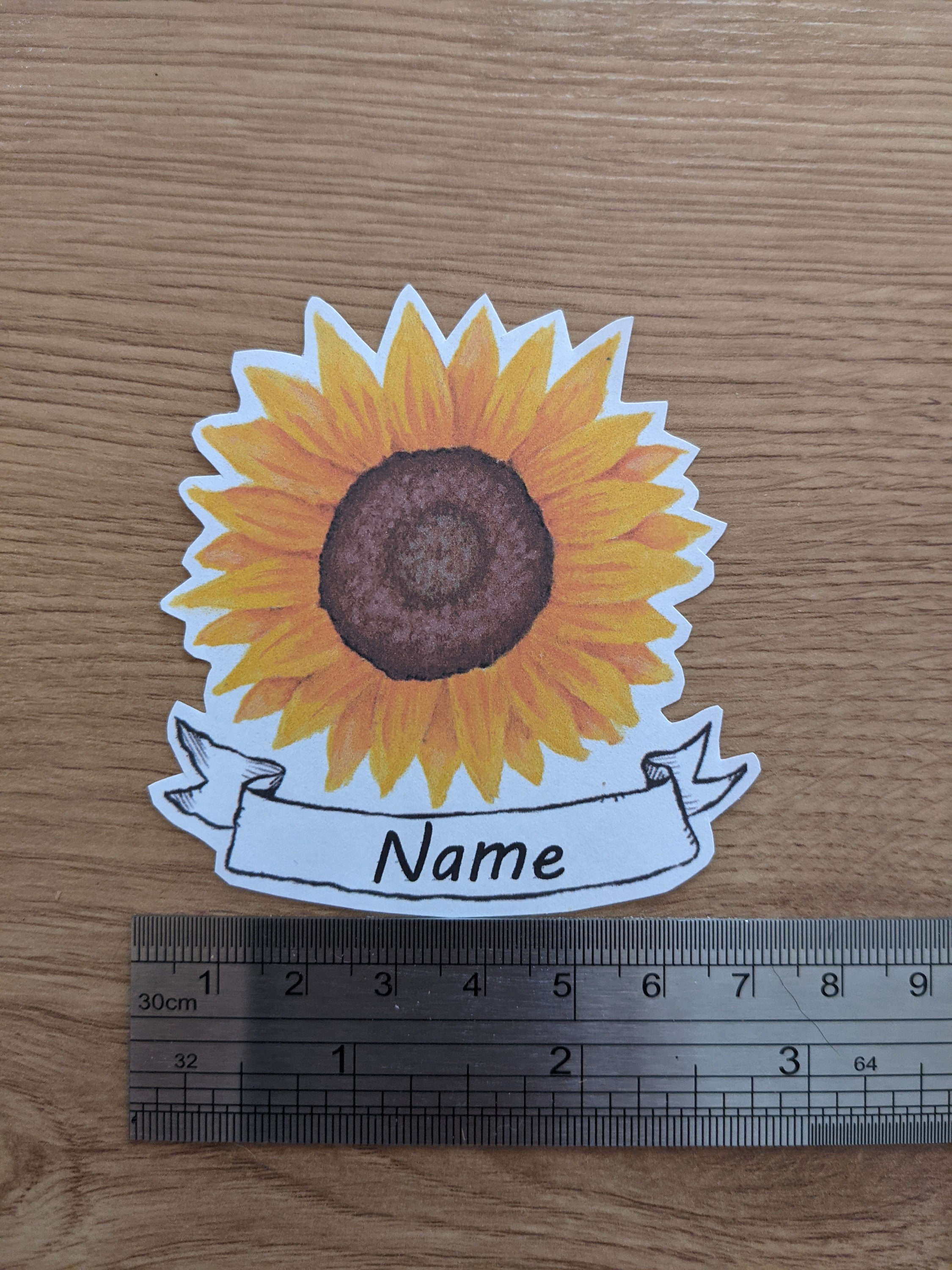 Sunflower Name Tag Vinyl Sticker Custom Sticker Hand Painted - Etsy