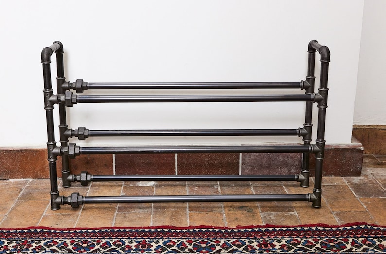 Shoe Rack Industrial Shoe Bench Black Shoe Rack Pipe - Etsy UK