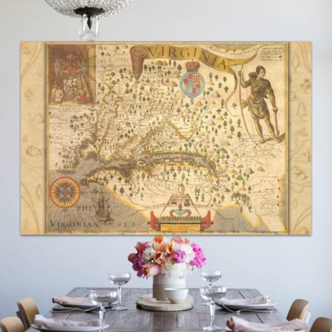 1612 Virginia Print on Canvas ready to Hang Historic Explorer Captain ...