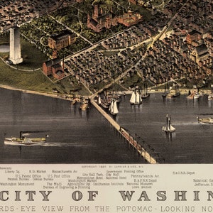 Washington D.C. 1880 Print on Canvas ready to Hang Vintage | Etsy