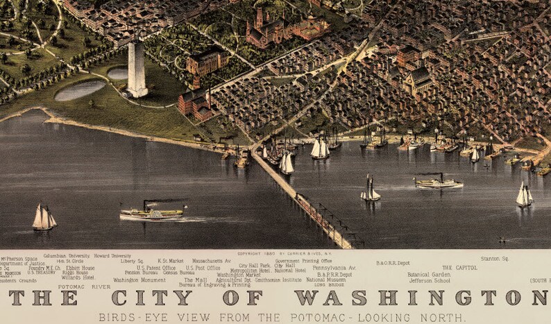 Washington D.C. 1880 Print on Canvas ready to Hang Vintage - Etsy