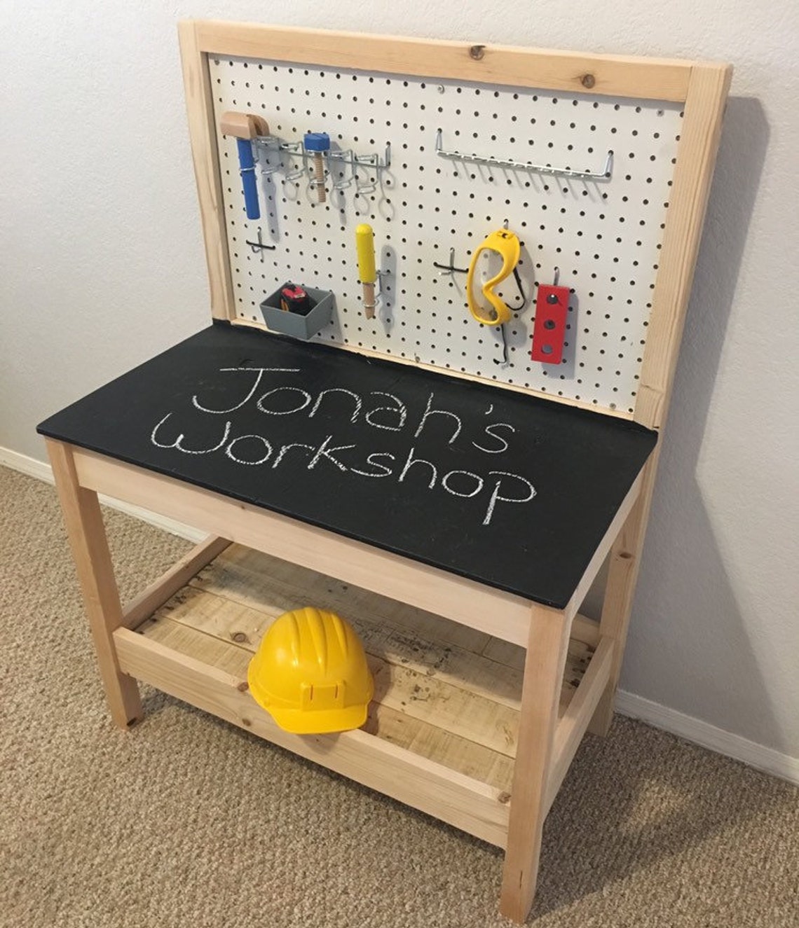 Kid's Wooden Tool Bench With Chalkboard Top | Etsy