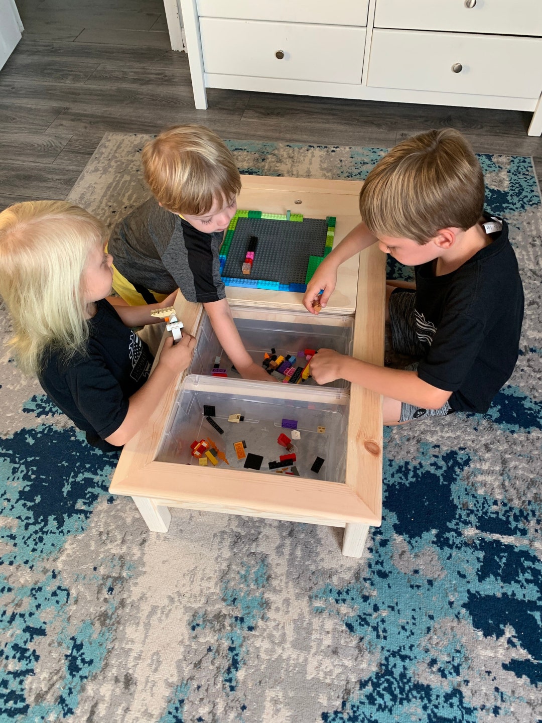Children’s Sensory & Activity Floor Play Table | 4- 6 Quart Bins ...