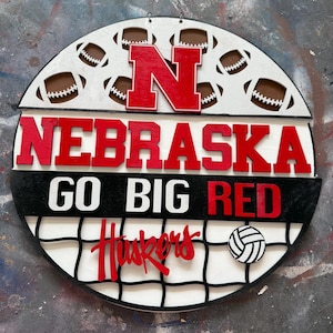Nebraska Husker Volleyball and Football Door Hanger - Etsy