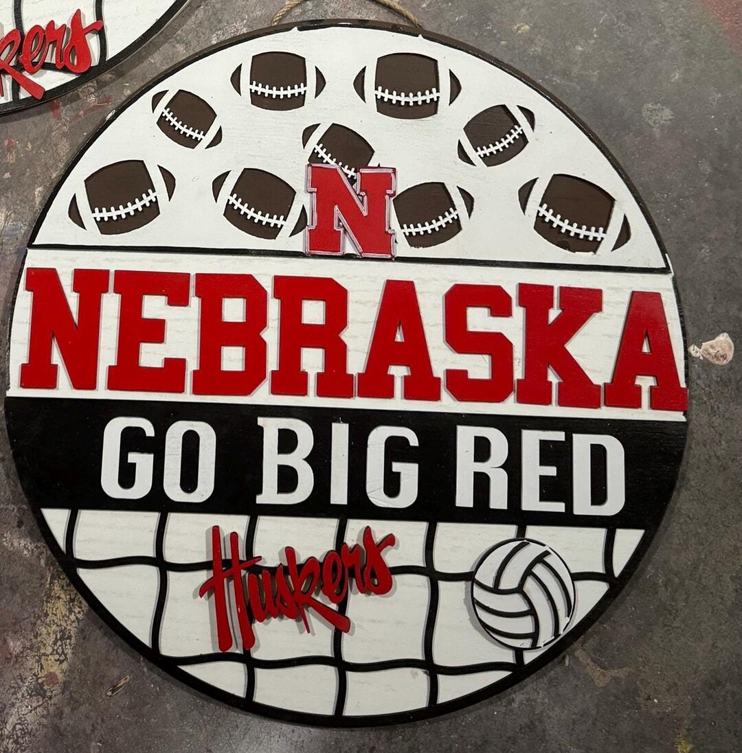 Nebraska Husker Volleyball and Football Door Hanger - Etsy