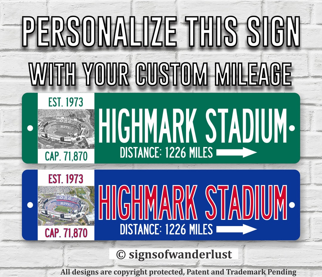 BUFFALO BILLS Highmark Stadium Custom Highway Sign Personalize Distance ...