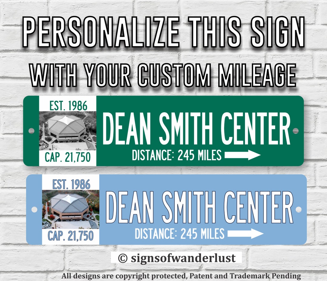 Dean Smith Center Custom Street Sign for UNC Tarheels Fan, Personalize ...