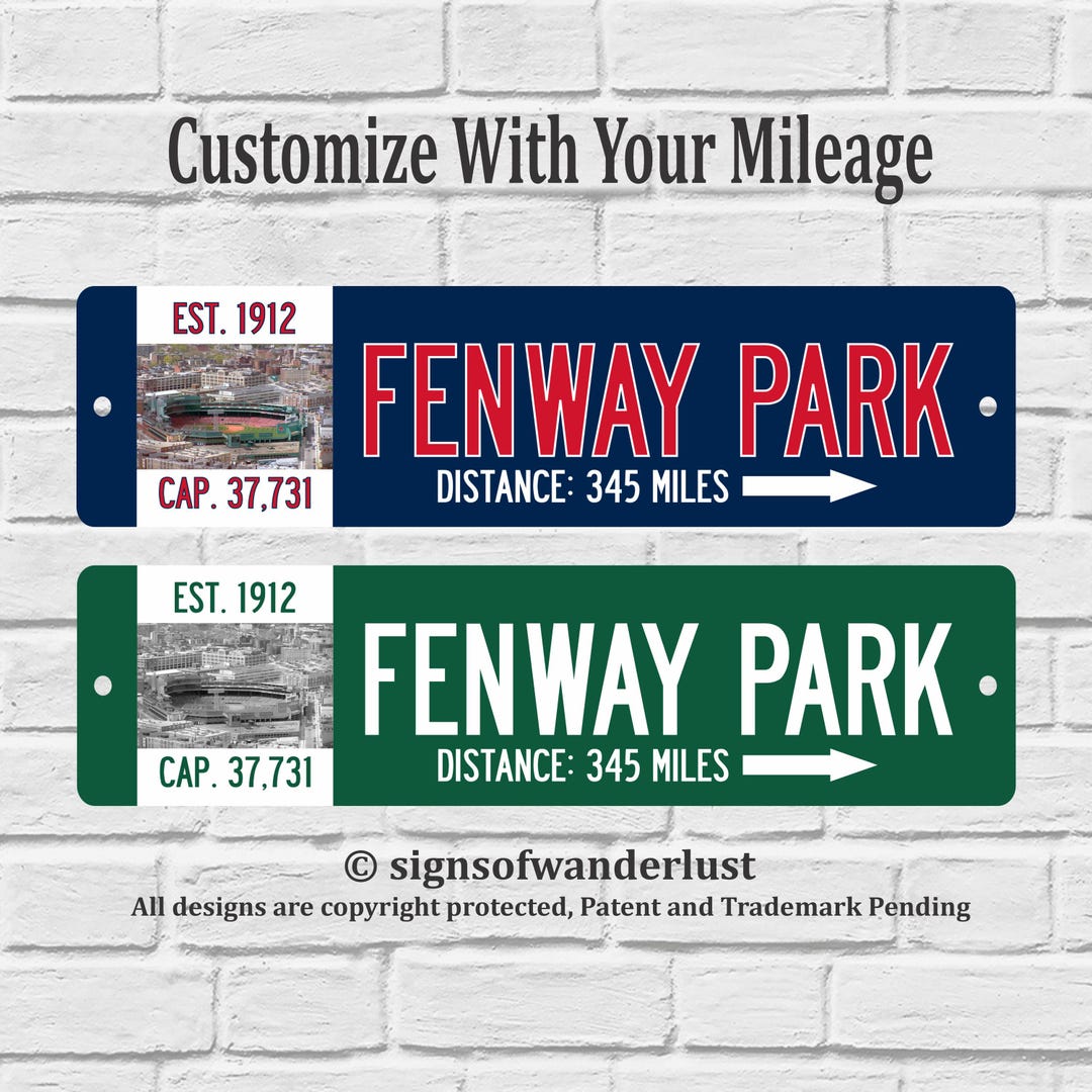 Fenway Park Custom Street Sign for Boston Red Sox Fan, Personalize ...