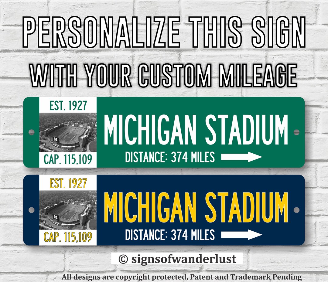 Michigan Stadium Custom Street Sign for Univ. of Michigan Wolverines ...