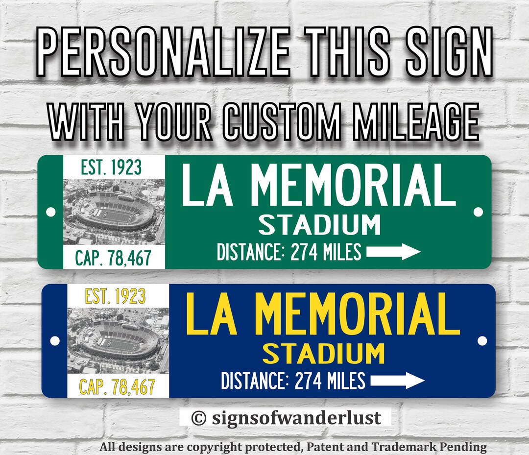 LA MEMORIAL COLISEUM Los Angeles Rams Custom Highway Sign Personalize ...