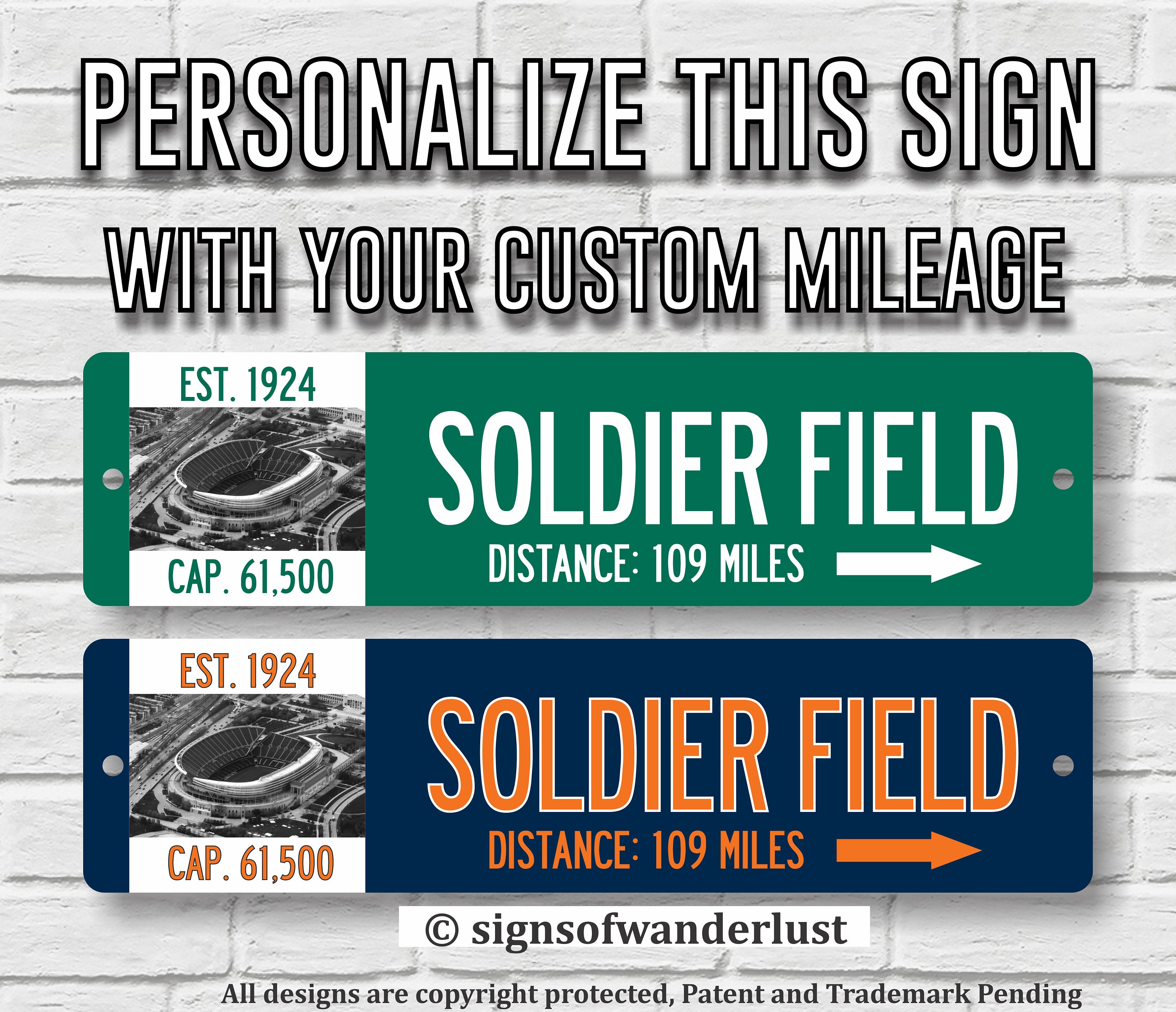SOLDIER FIELD Chicago Bears Custom Highway Sign - Etsy
