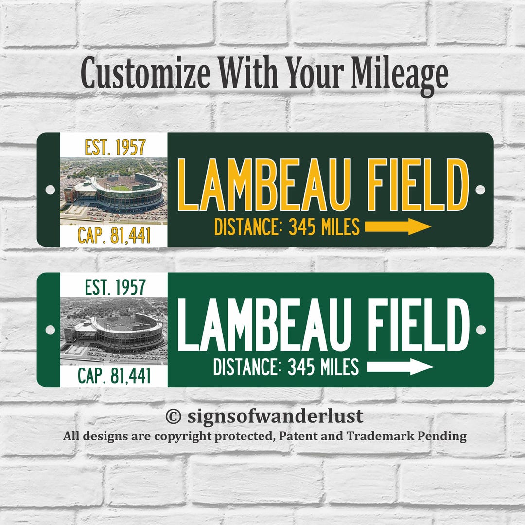 Lambeau Field Custom Street Sign for Green Bay Packers Fan, Personalize ...