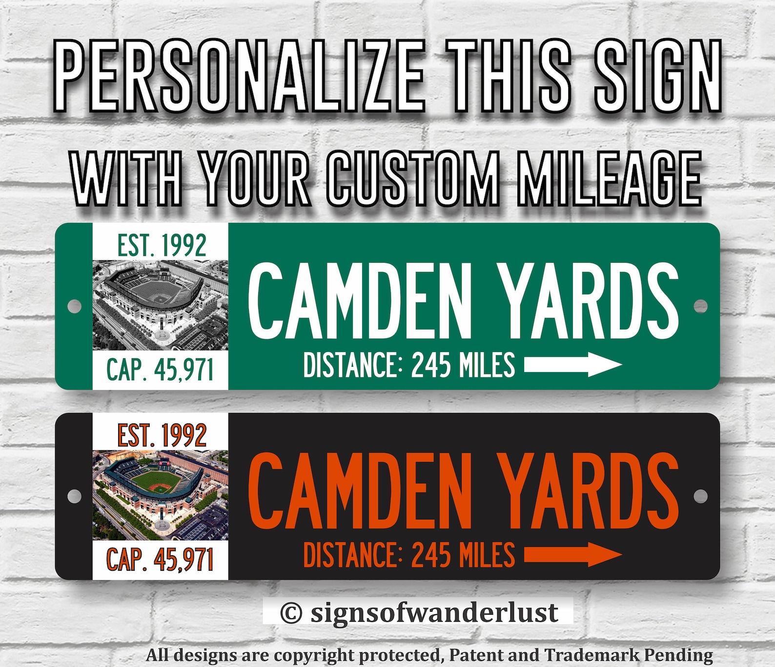 Camden Yards Custom Street Sign for Baltimore Orioles Fan, Personalize ...